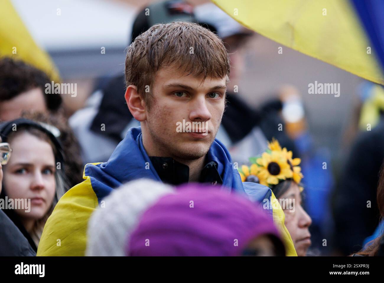 Portland, USA. 24th Feb, 2025. Several hundred people supporting the ...