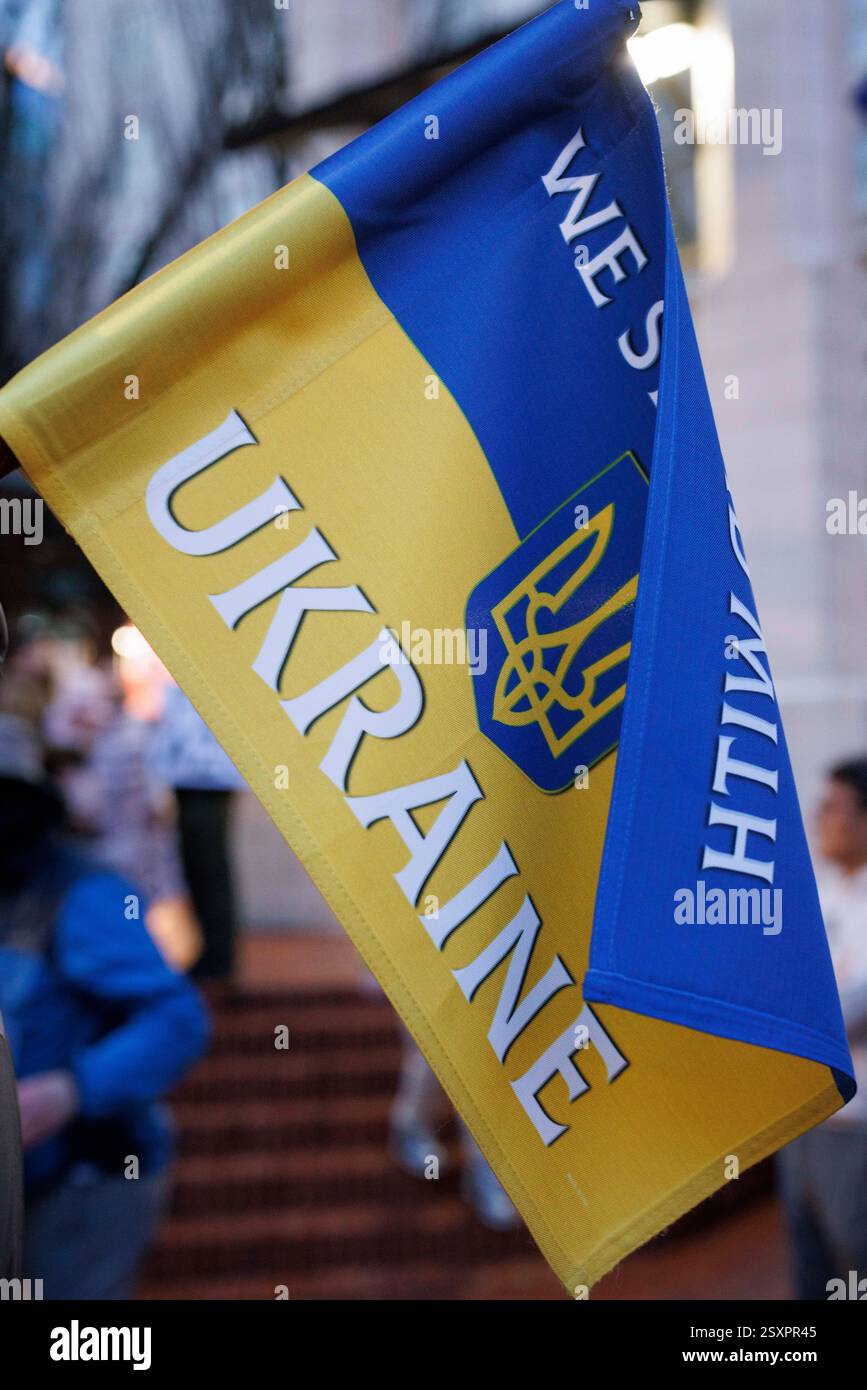 Portland, USA. 24th Feb, 2025. Several hundred people supporting the ...