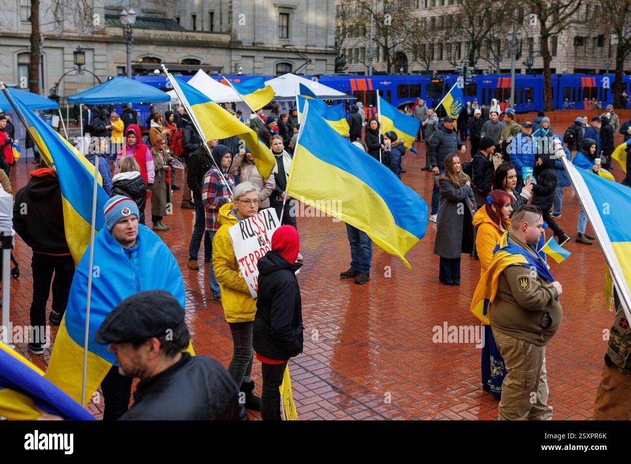 Portland, USA. 24th Feb, 2025. Several hundred people supporting the ...