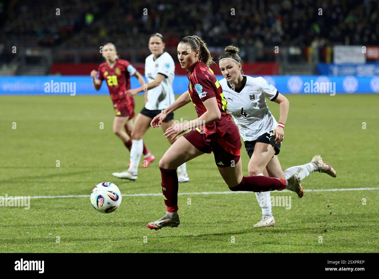 Germany's Jule Brand and Austria's Carina Brunold, right, in action ...