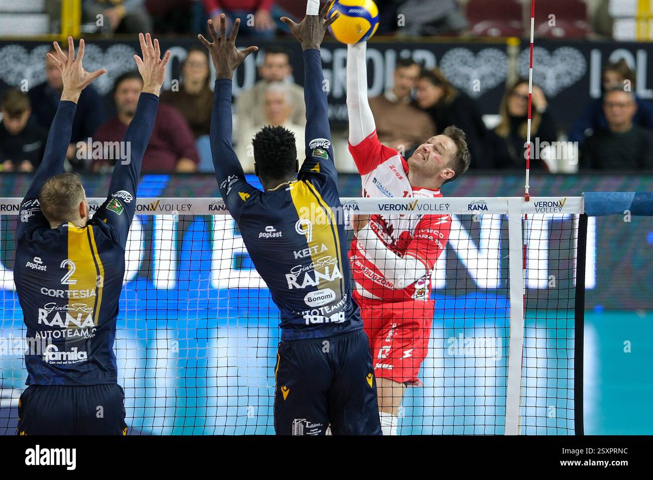 Attack of Robbert Andringa of Gas Sales Bluenergy Piacenza Team during ...