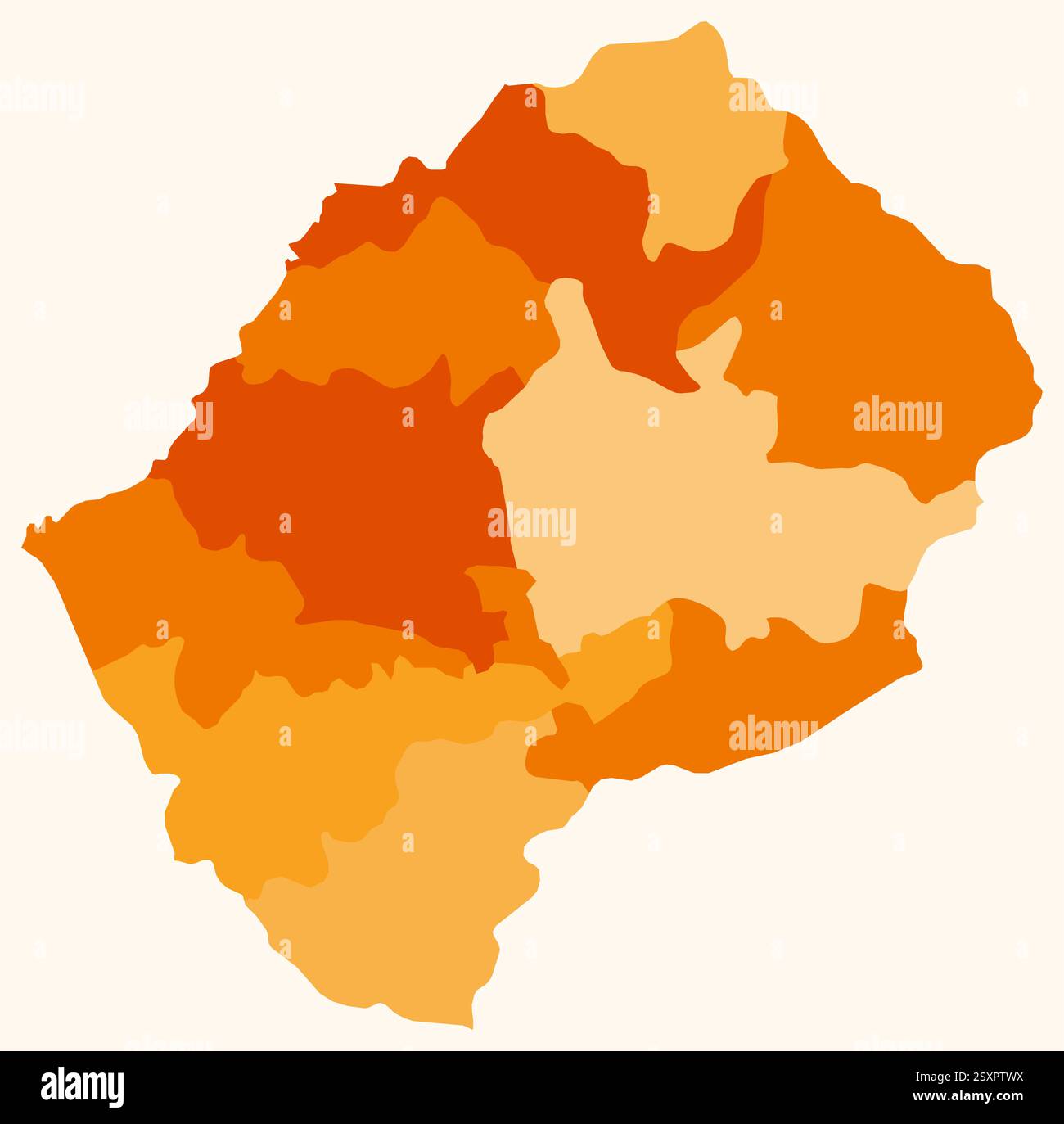 Map of Lesotho with regions. Just a simple country border map with ...