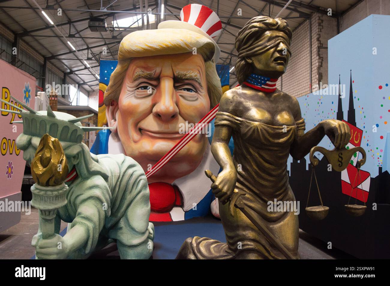 Cologne, Germany. 25th Feb, 2025. A carnival float features US ...