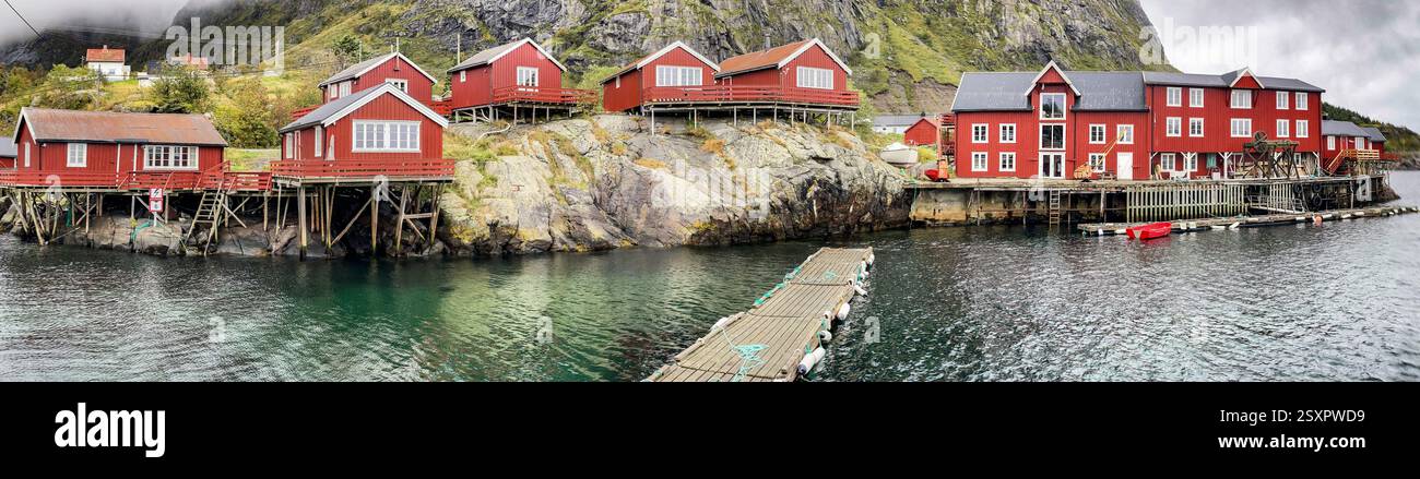 wooden house on red stilts typical of the villages in the archipelago ...