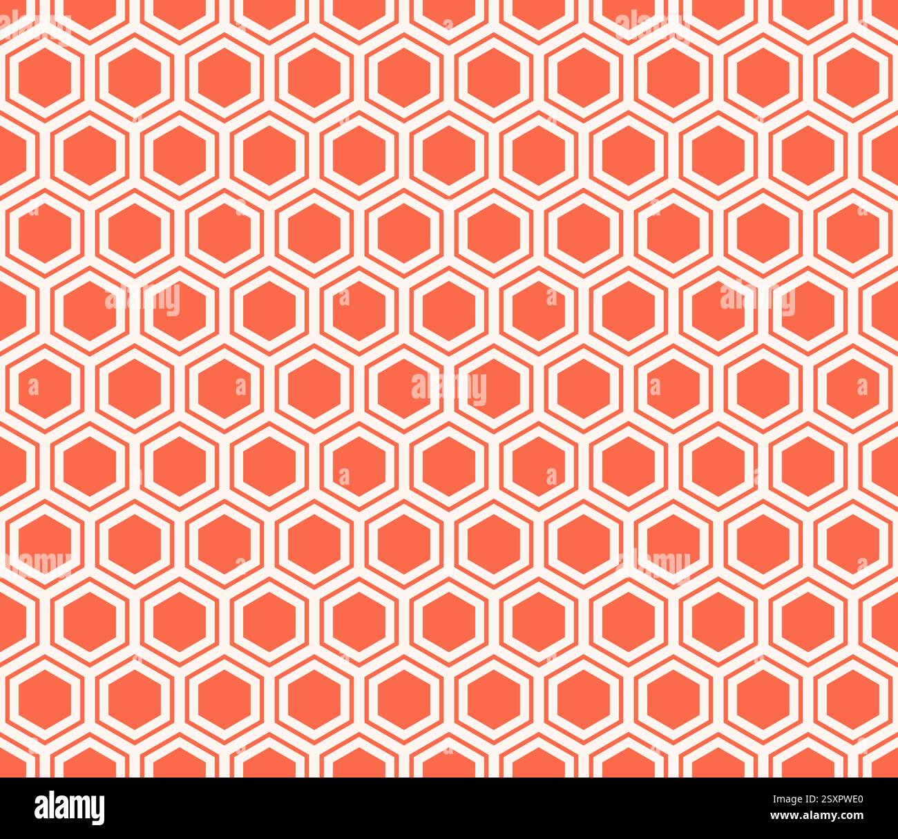 Hexagon pattern geometric design. Coral color on matching background. Hexagon mosaic background ...