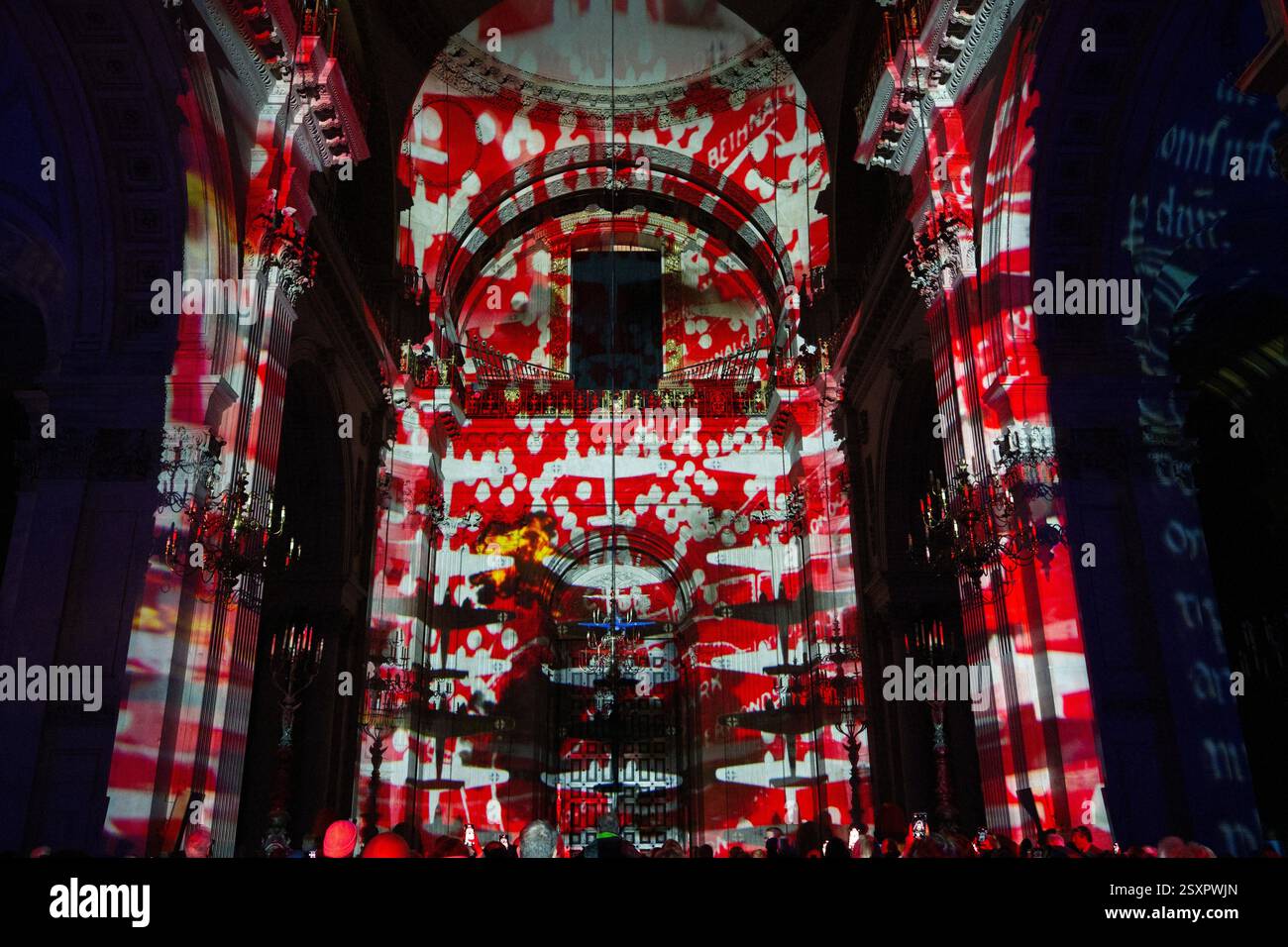 The interior of St. Paul's Cathedral lit for the Luminous light ...
