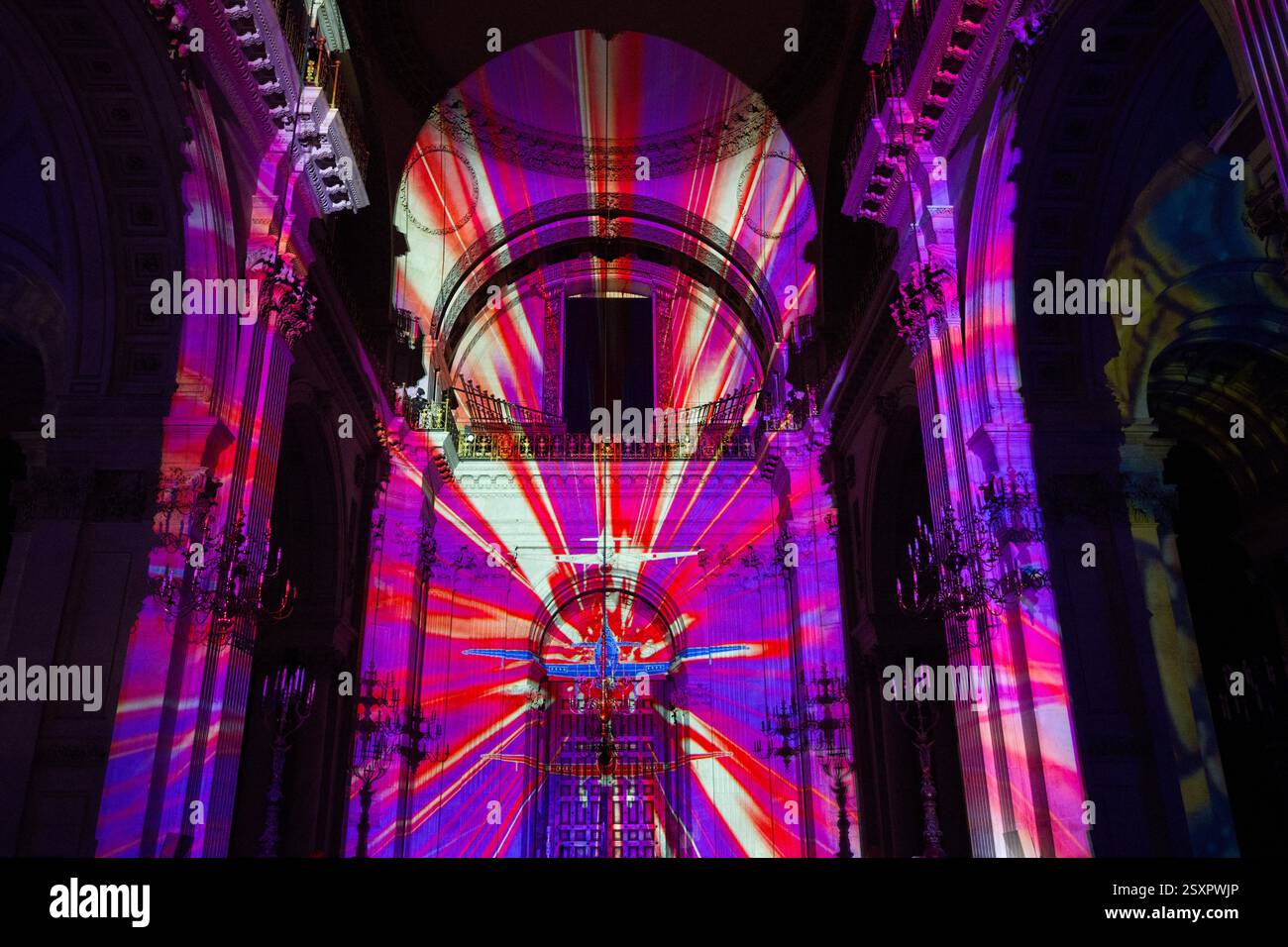 The interior of St. Paul's Cathedral lit for the Luminous light ...