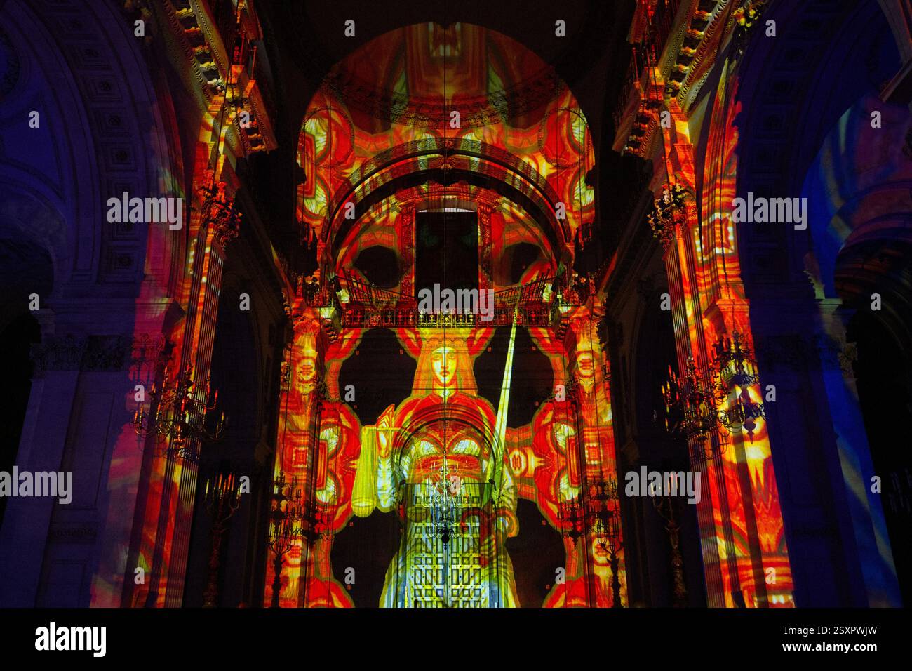The interior of St. Paul's Cathedral lit for the Luminous light ...