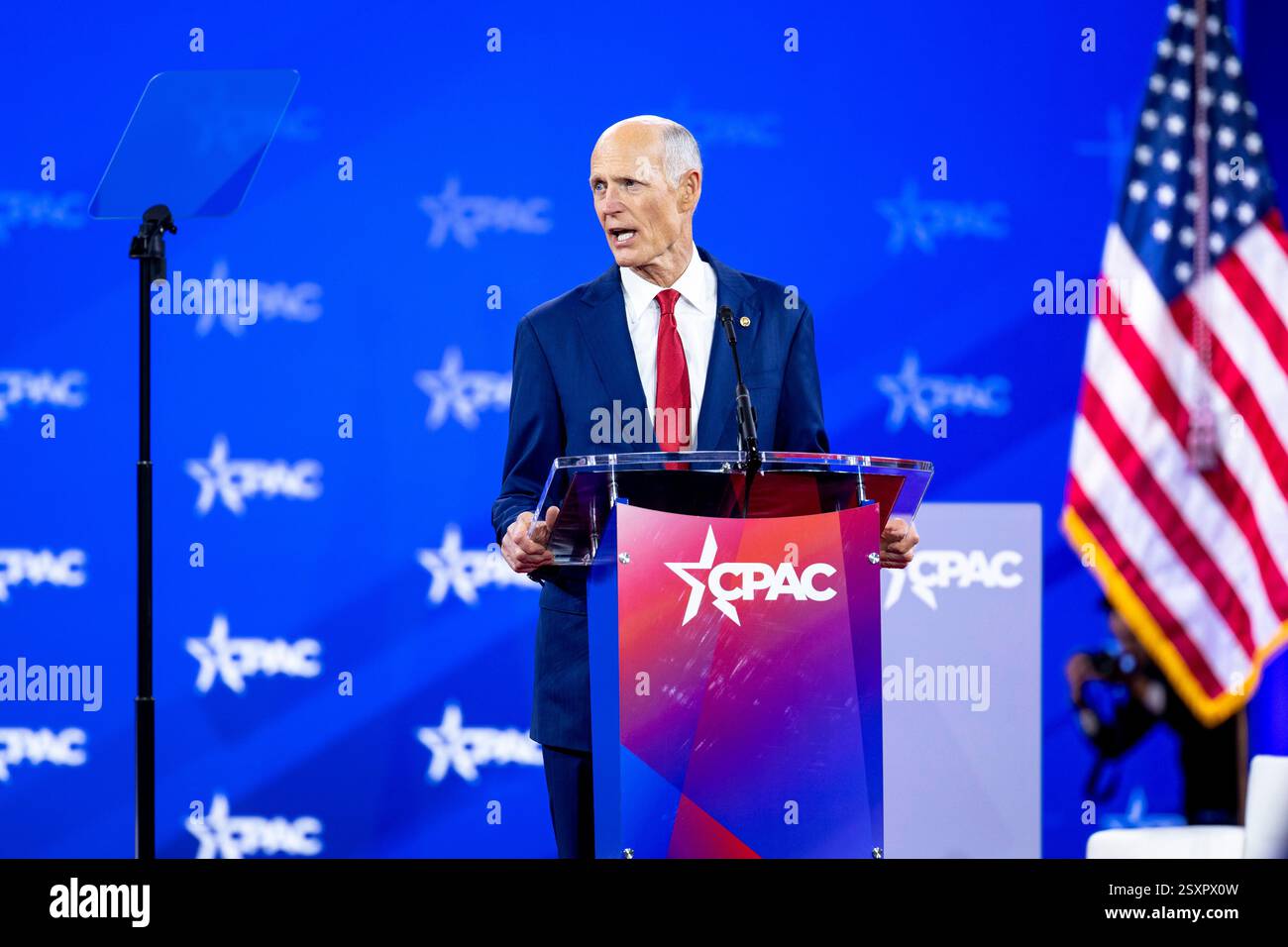 NATIONAL HARBOR, MD, USA — February 20 2025: U.S. Senator Rick Scott (R ...