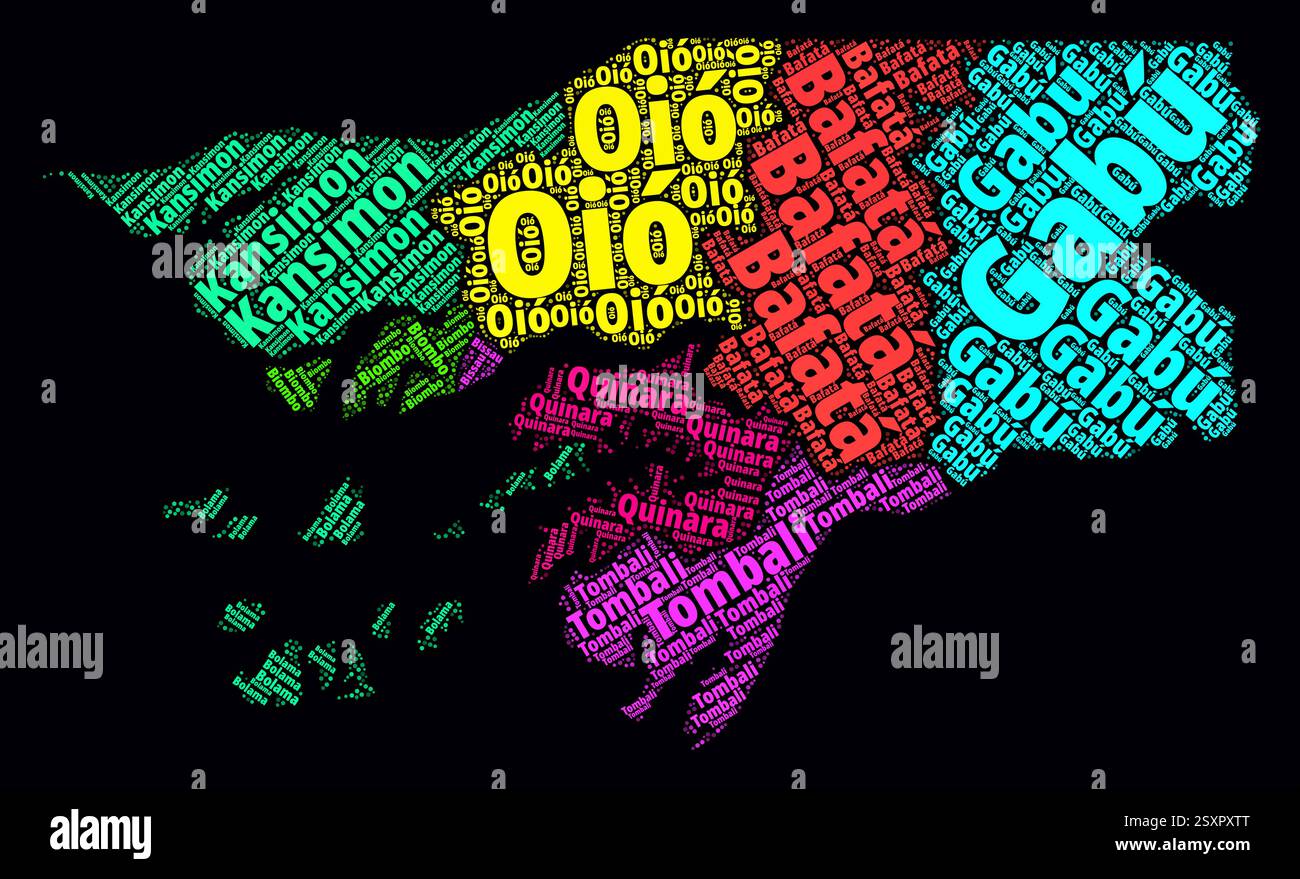 Guinea-Bissau Word Cloud. Region names of the country in Portuguese ...
