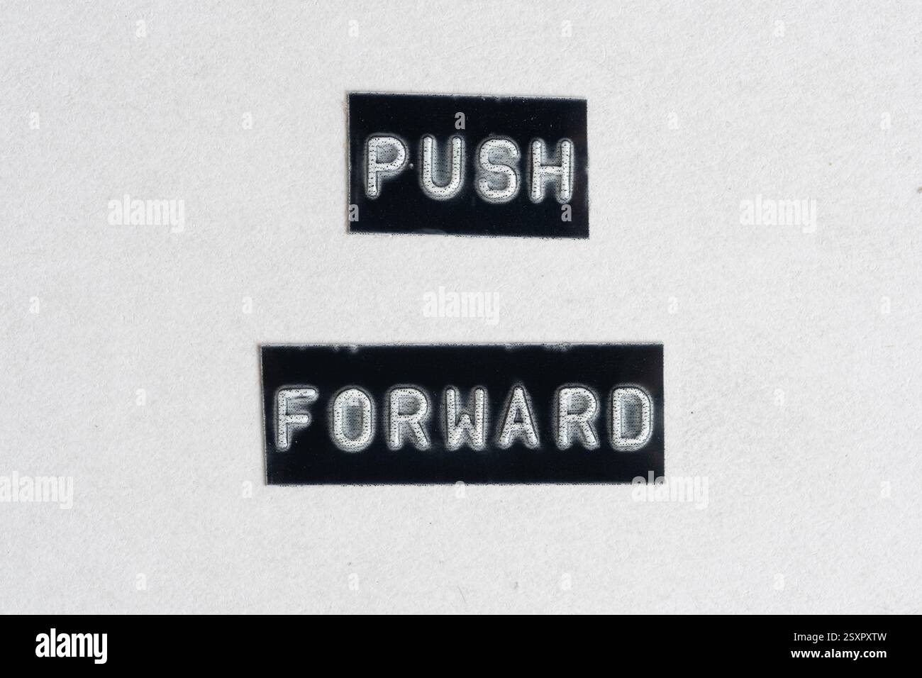 Word push forward written in black and white on white background Stock ...