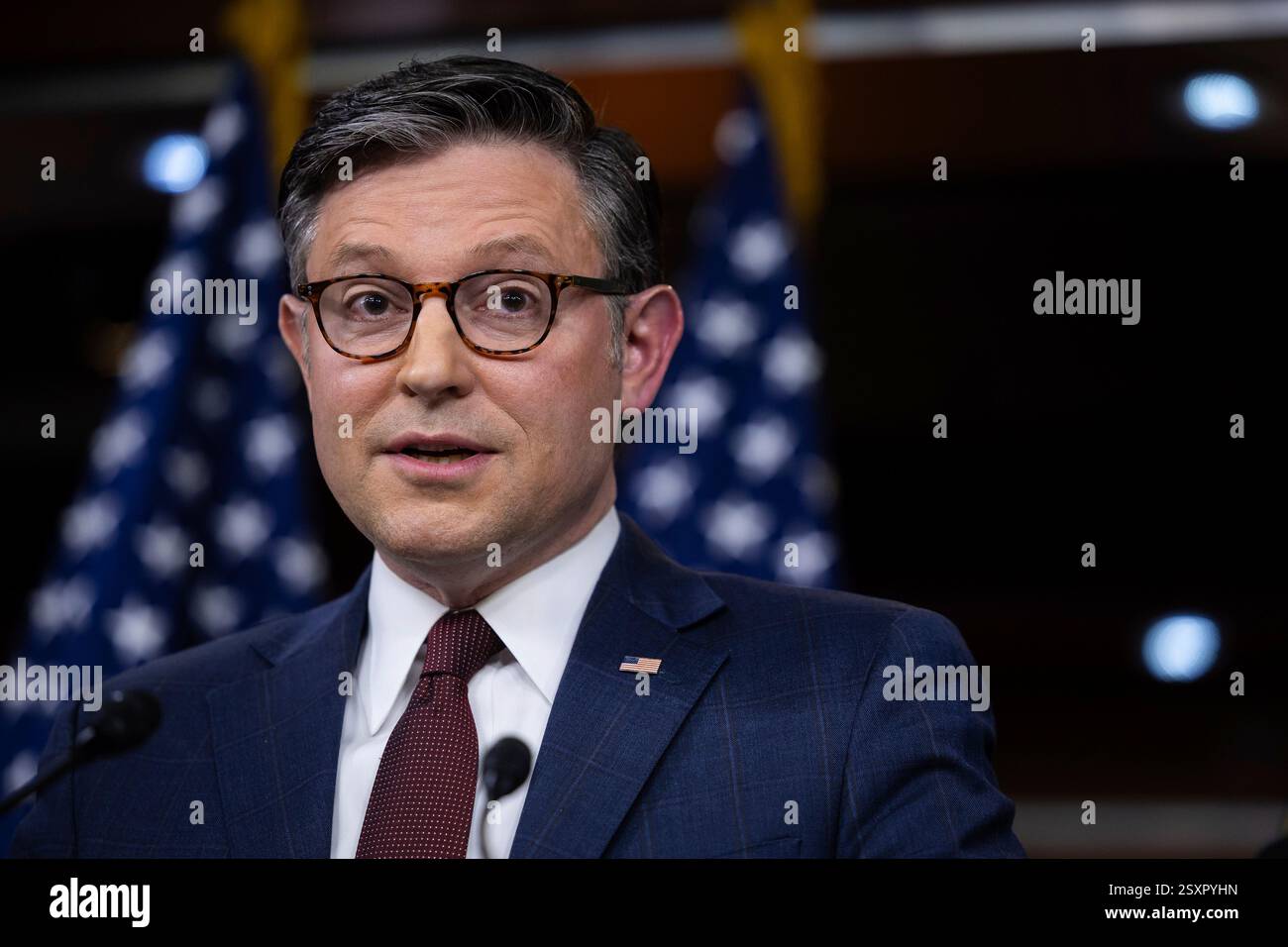 House Speaker Mike Johnson (R-La.) speaks during a press conference at ...