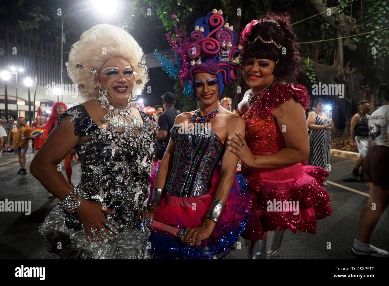 Revelers have fun at the pre-carnival street party in Sao Paulo, Brazil ...