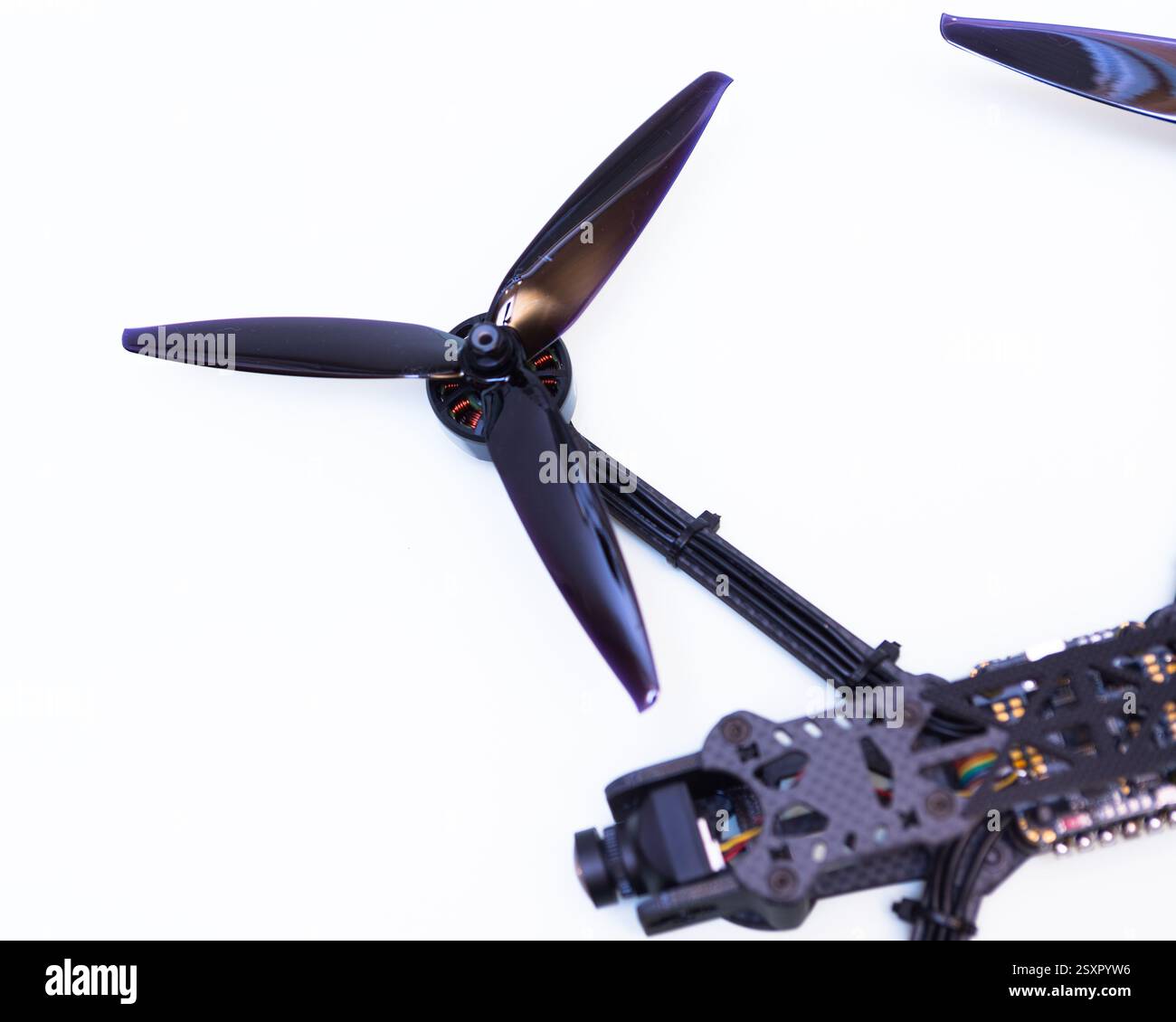 FPV drone in production on white background Stock Photo - Alamy