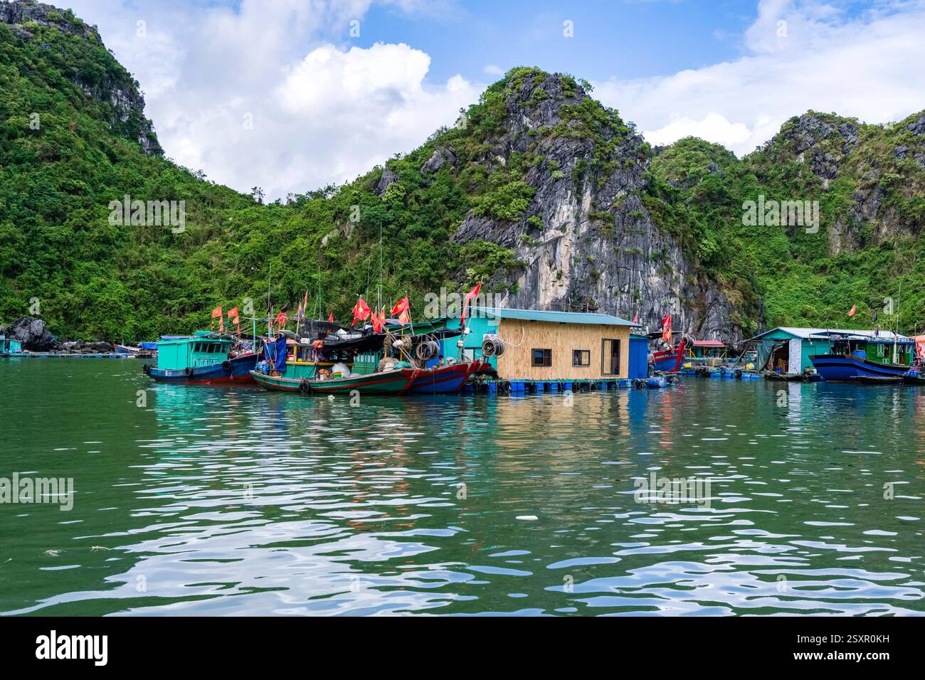 Fishing boats in Cai Beo fishing village, the biggest ancient fishing ...