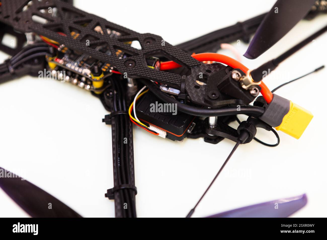 FPV drone in production on white background Stock Photo - Alamy