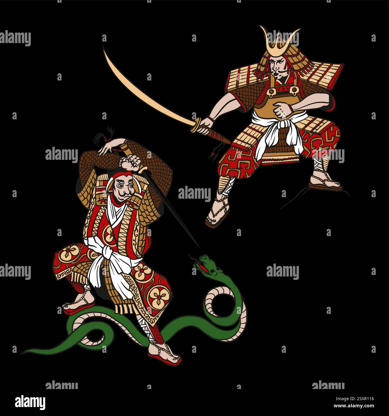 Samurai in graphic style isolated. Vector Stock Vector Image & Art - Alamy