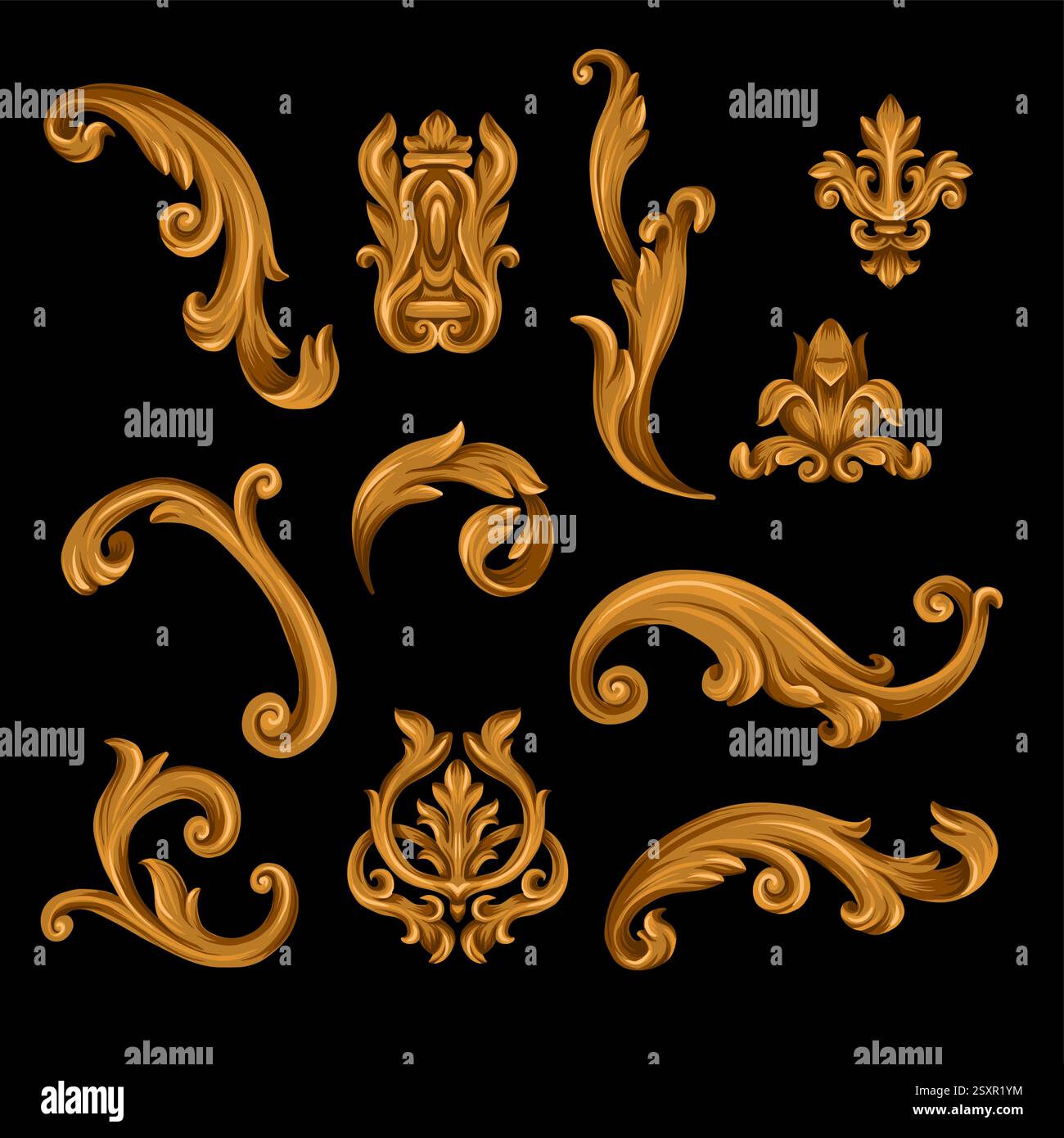 Baroque vintage elements isolated. Vector Stock Vector Image & Art - Alamy