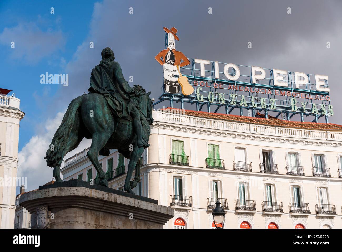Madrid, Spain - 2025-02-22: A view of the iconic Tio Pepe sign above a ...