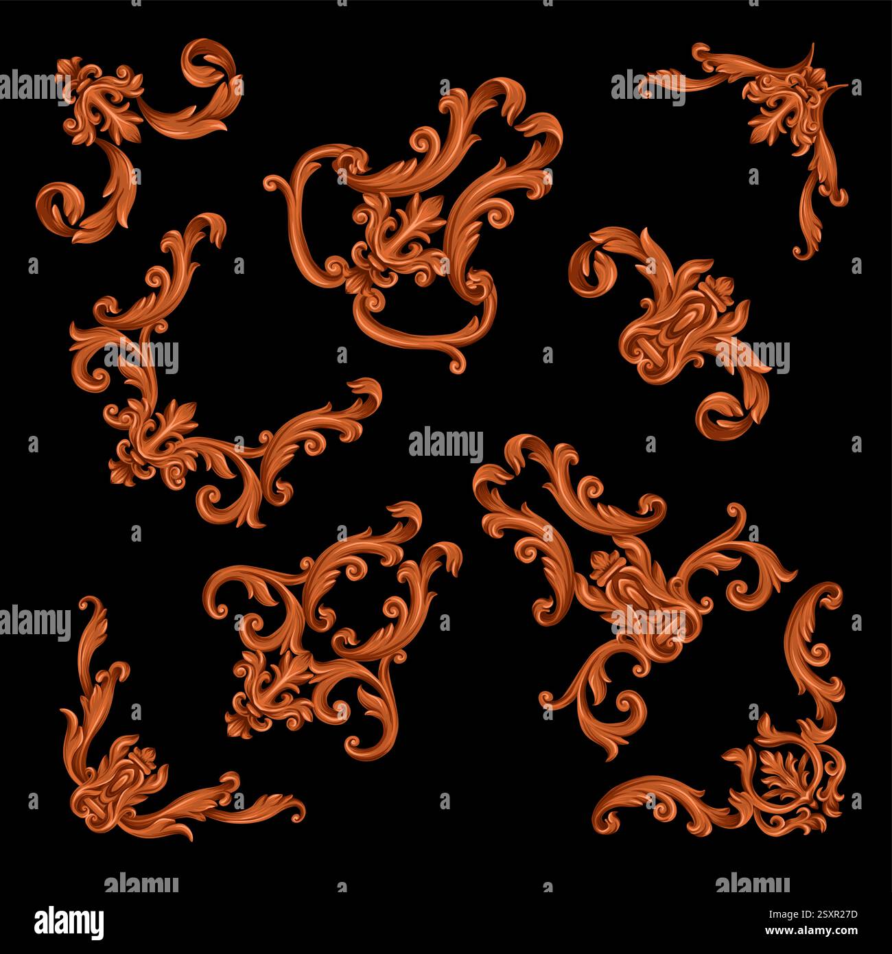 Baroque vintage elements isolated. Vector Stock Vector Image & Art - Alamy