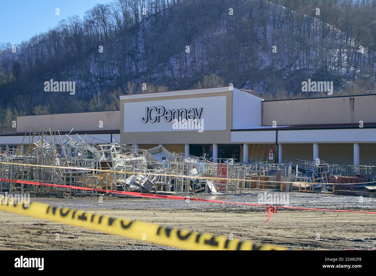 The contents of a JCPenney department store destroyed by floodwaters ...