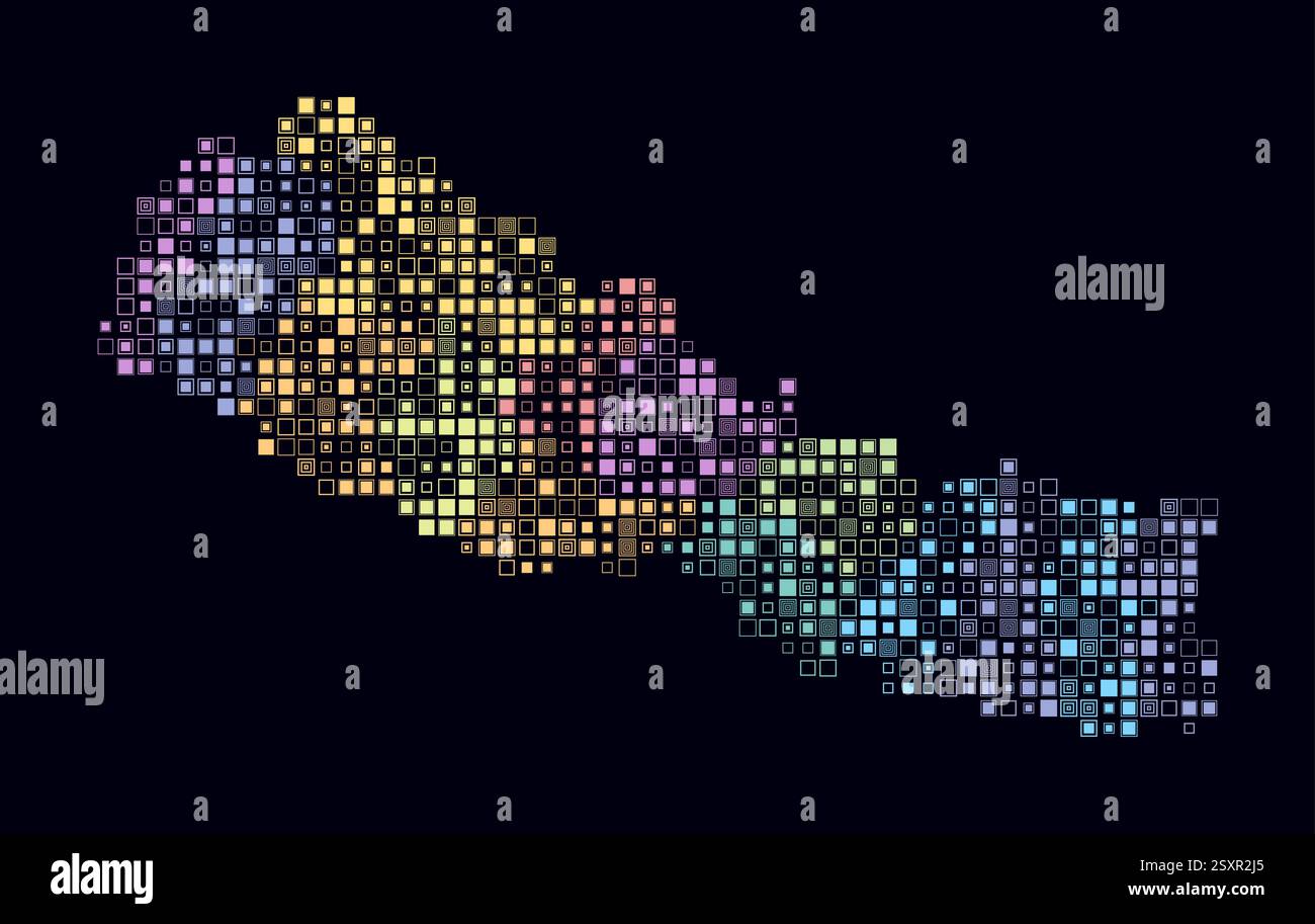 Nepal, shape of the country built of colored cells. Digital style map ...