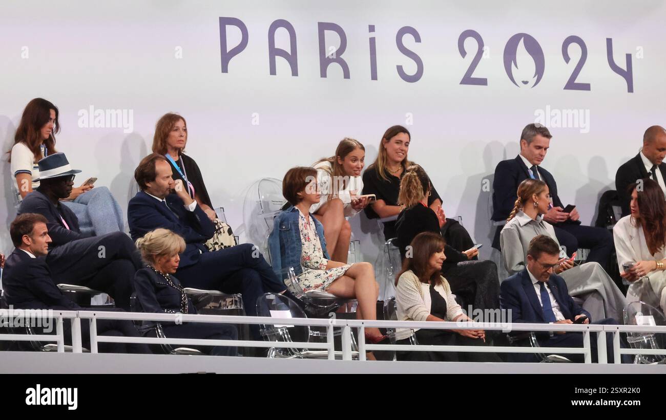 July 26th, 2024 - Paris, France: Emmanuel Macron, Brigitte Macron ...