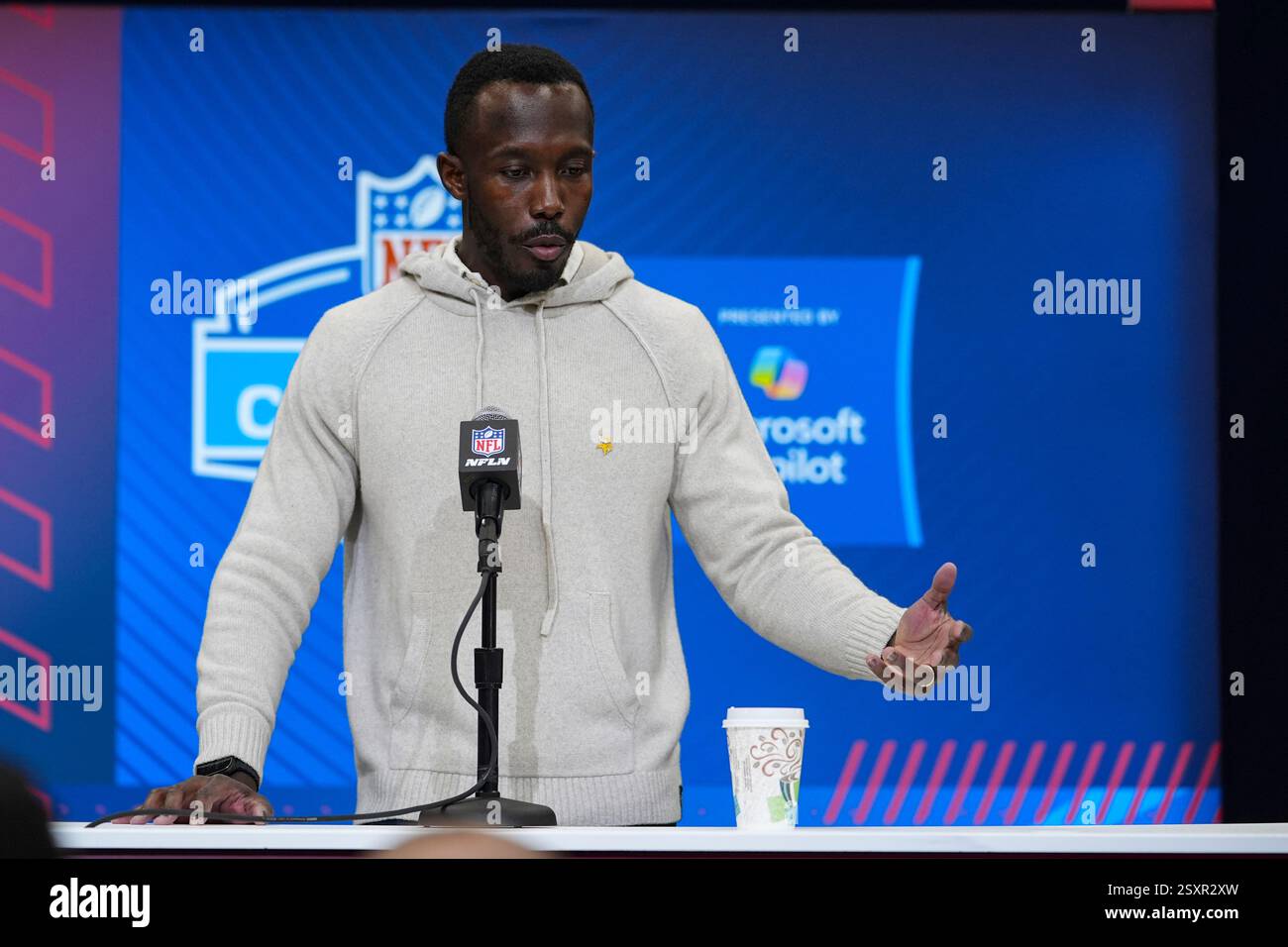 Minnesota Vikings general manager Kwesi Adofo-Mensah speaks during a ...