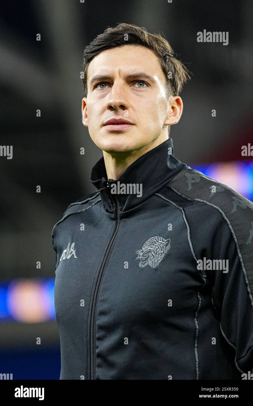 Cardiff, UK. 25th Feb, 2025. Alfie Jones of Hull City ahead of the Sky ...