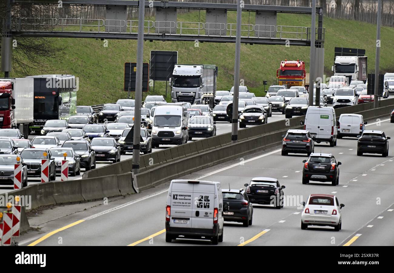 the construction site for the renovation of a bridge in Bertem on the ...