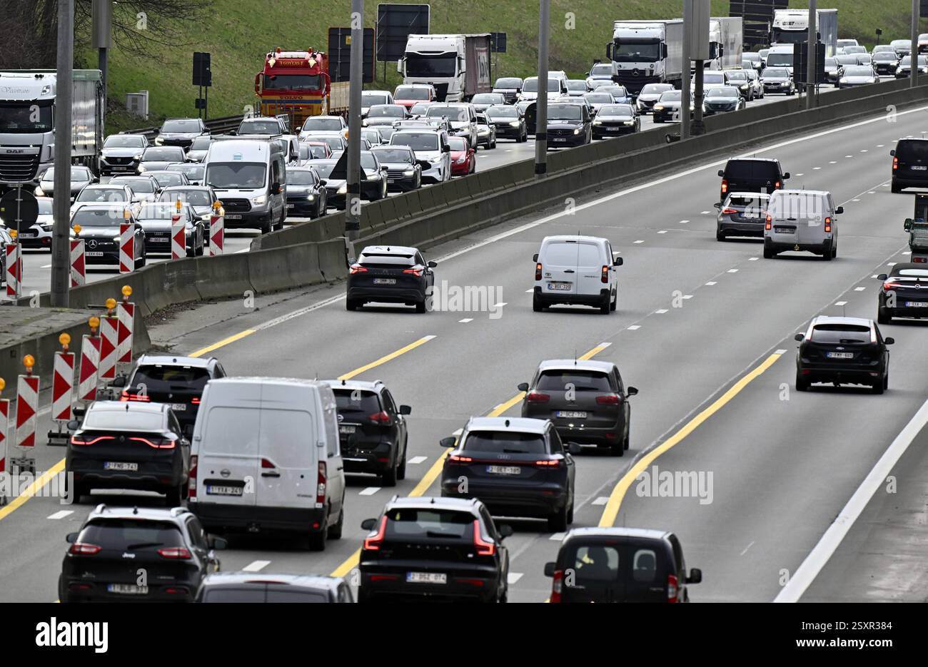 the construction site for the renovation of a bridge in Bertem on the ...