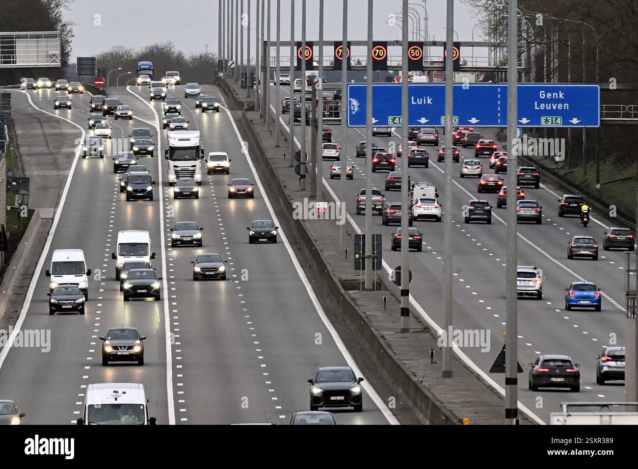 the construction site for the renovation of a bridge in Bertem on the ...