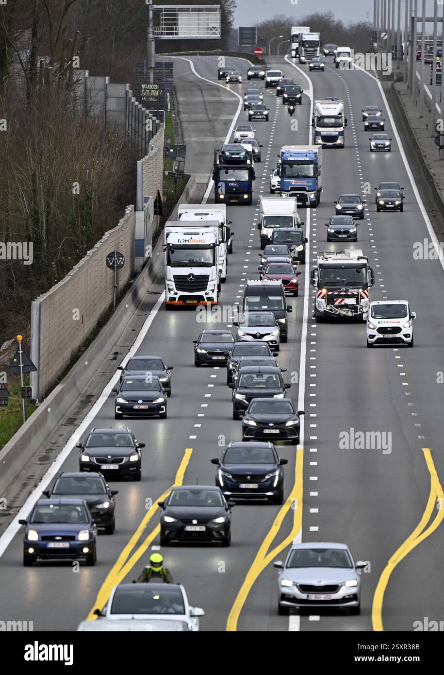 the construction site for the renovation of a bridge in Bertem on the ...