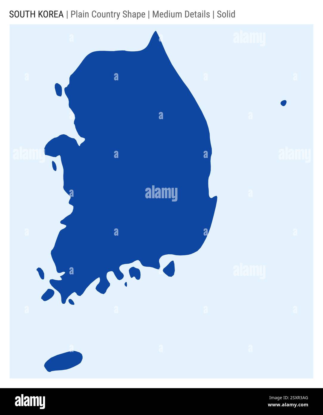 South Korea plain country map. Medium details. Solid style. Shape of ...