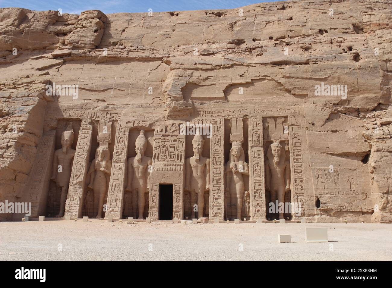 The great entrance of Nefertari Temple in Abou Simbel complex in Egypt ...