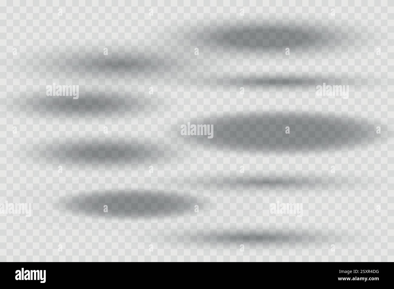 Different realistic round shadow, soft shapes on transparent background ...