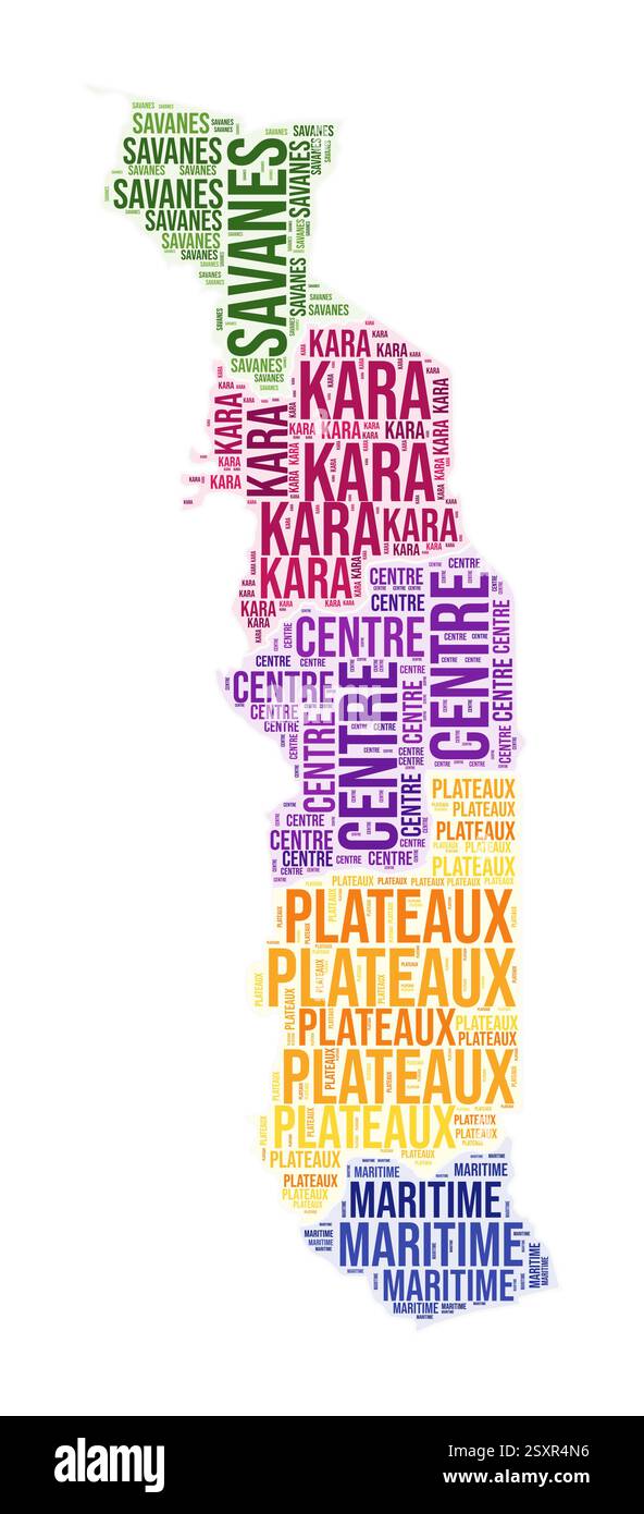 Togo region word cloud. Country shape design. Togo colored illustration ...