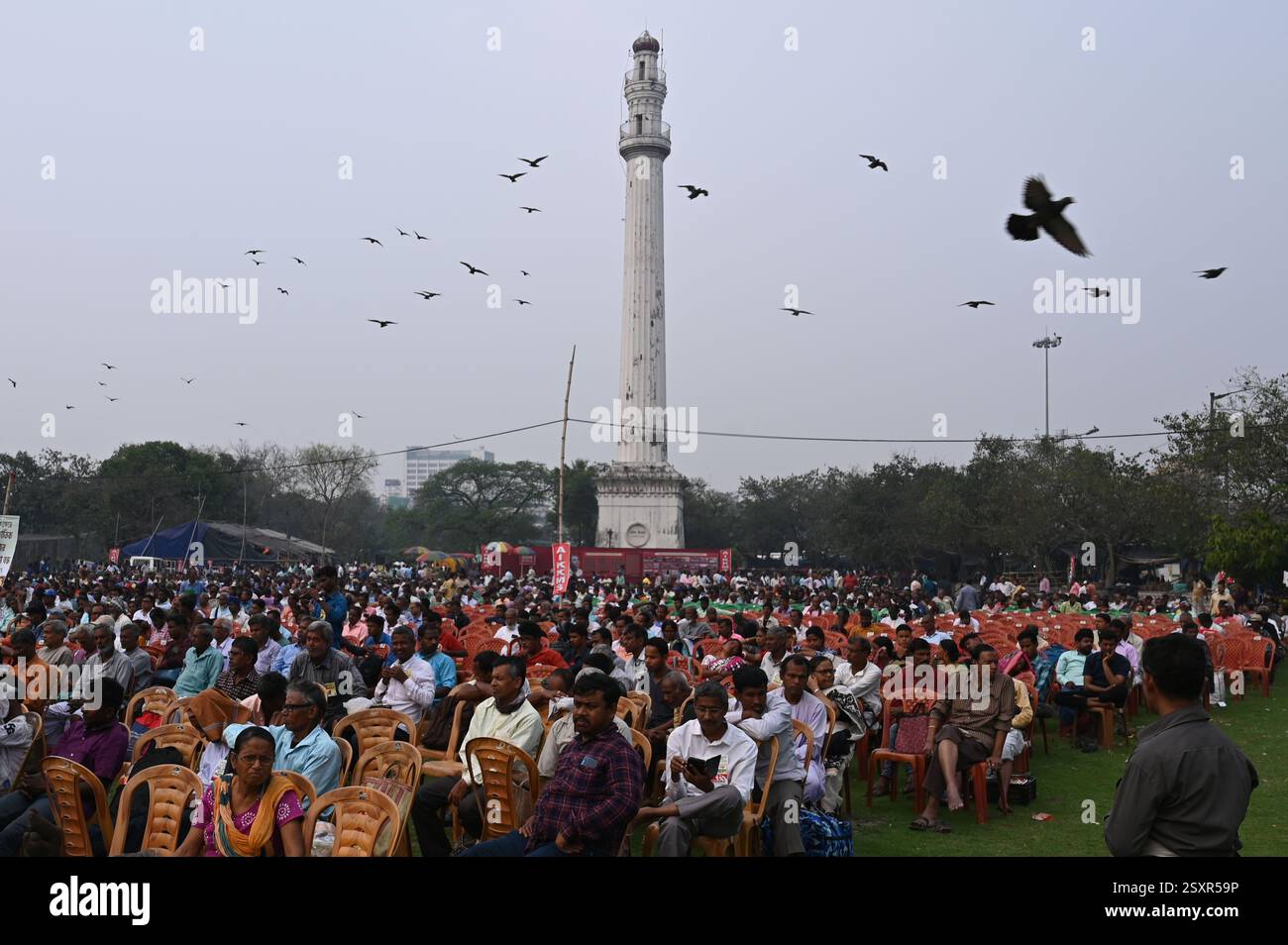 KOLKATA, INDIA - FEBRUARY 25: Members of All India Kisan Khet Mazdoor ...