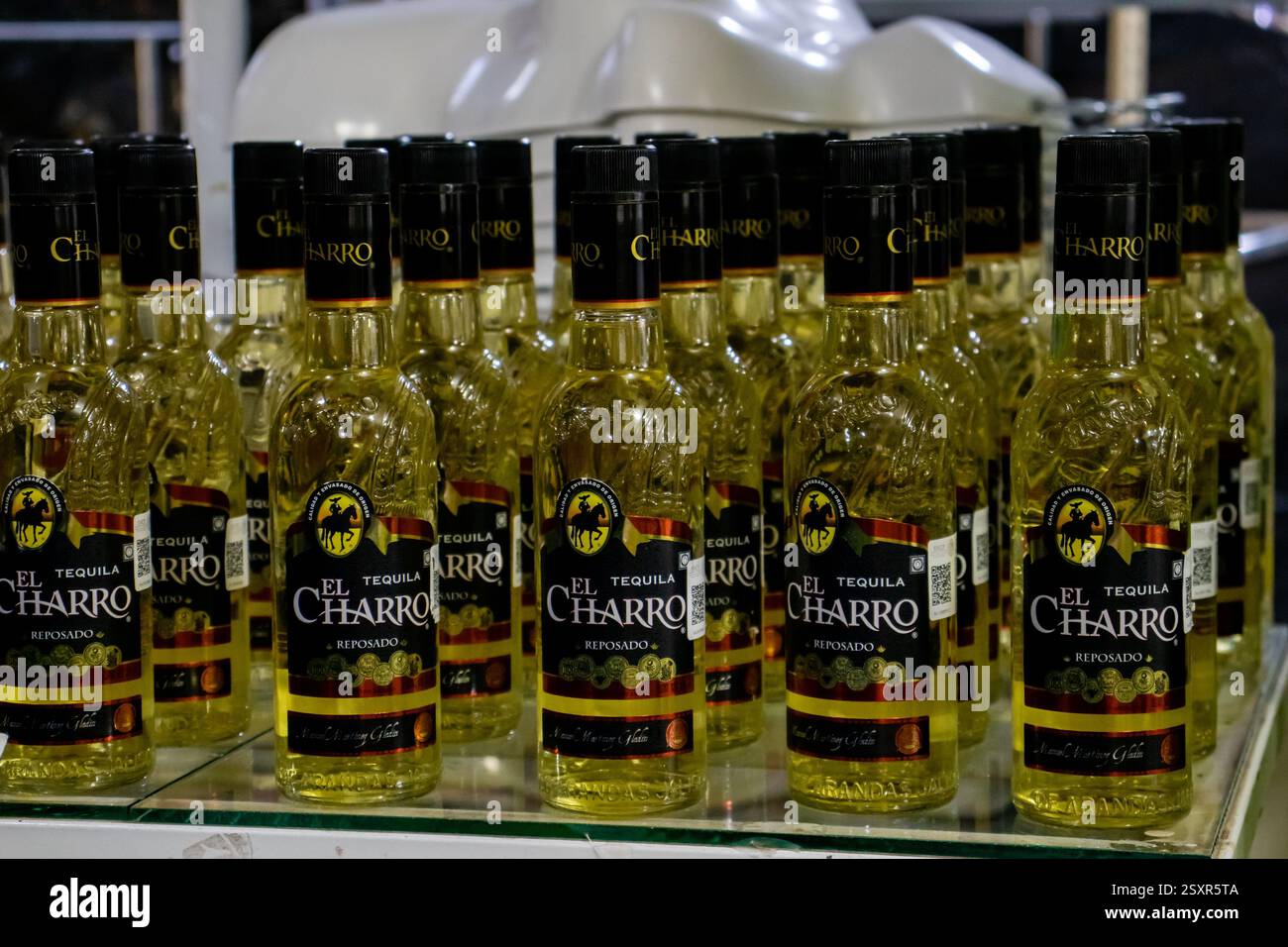 Mexico City, Mexico - October 24, 2024: Bottles of tequila in the shop ...