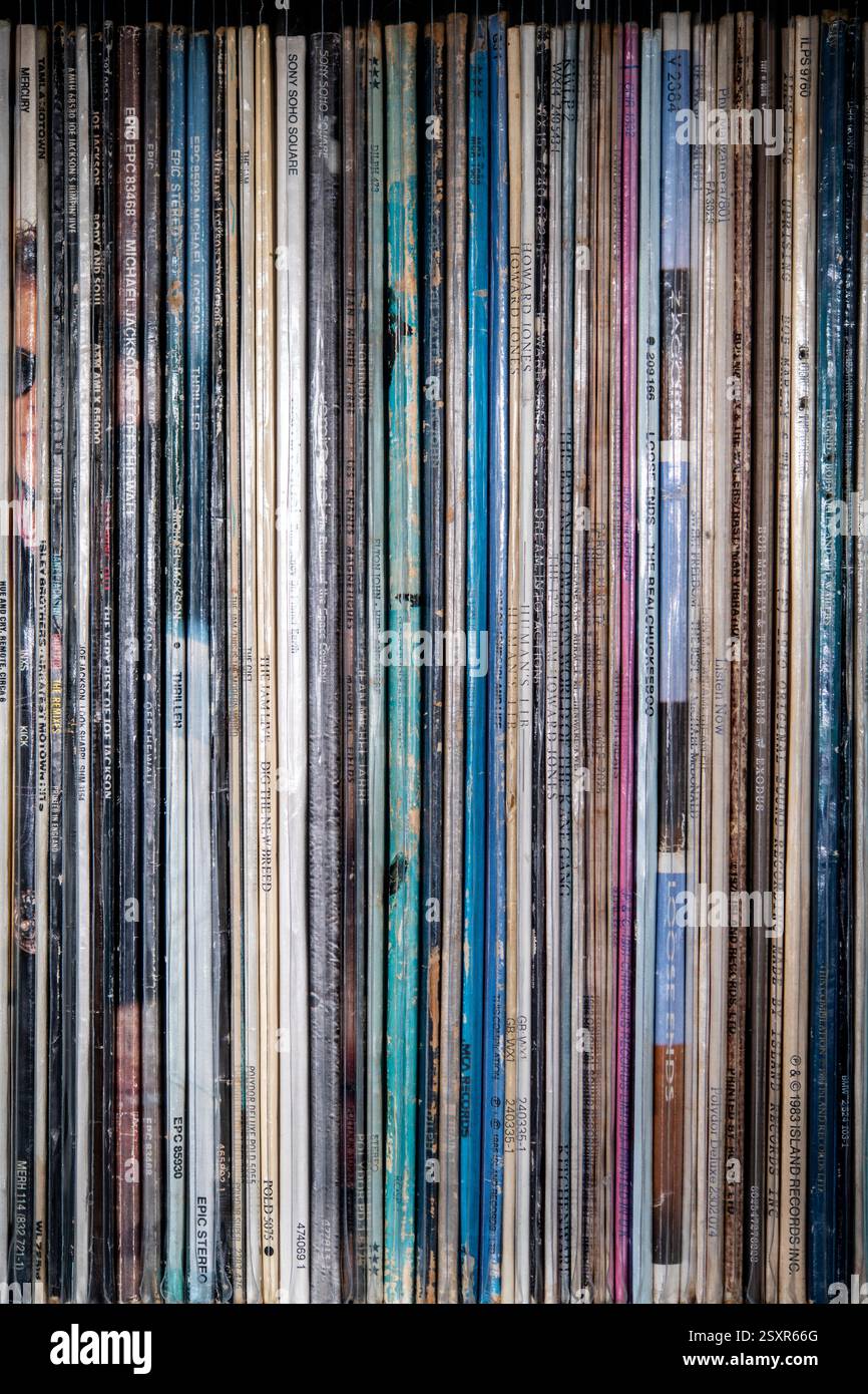 Collection of vinyl albums stored in alphabetical order Stock Photo - Alamy