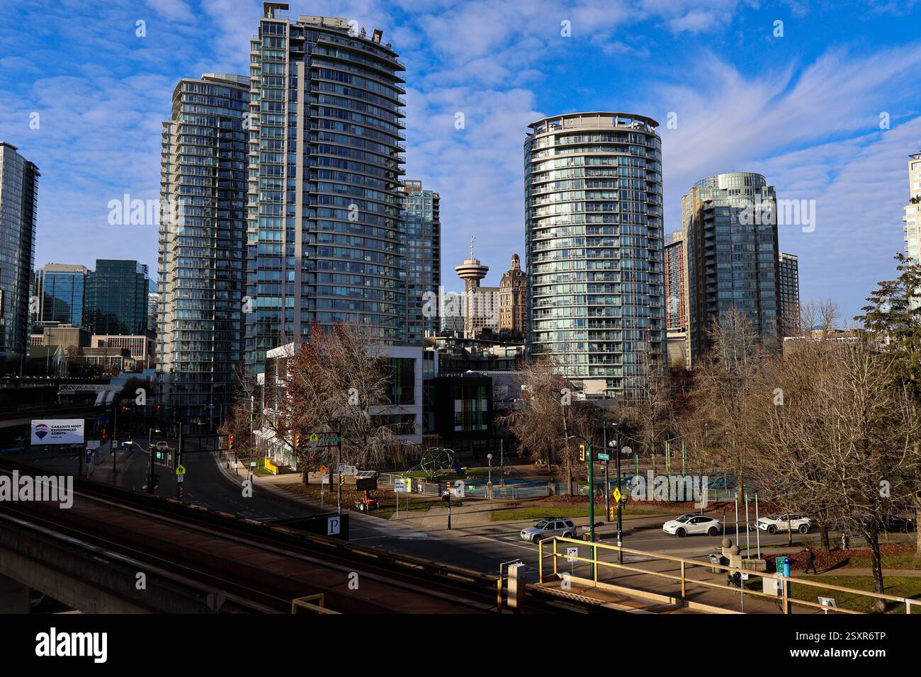The Vancouver Lookout is nestled between condos in downtown Vancouver ...