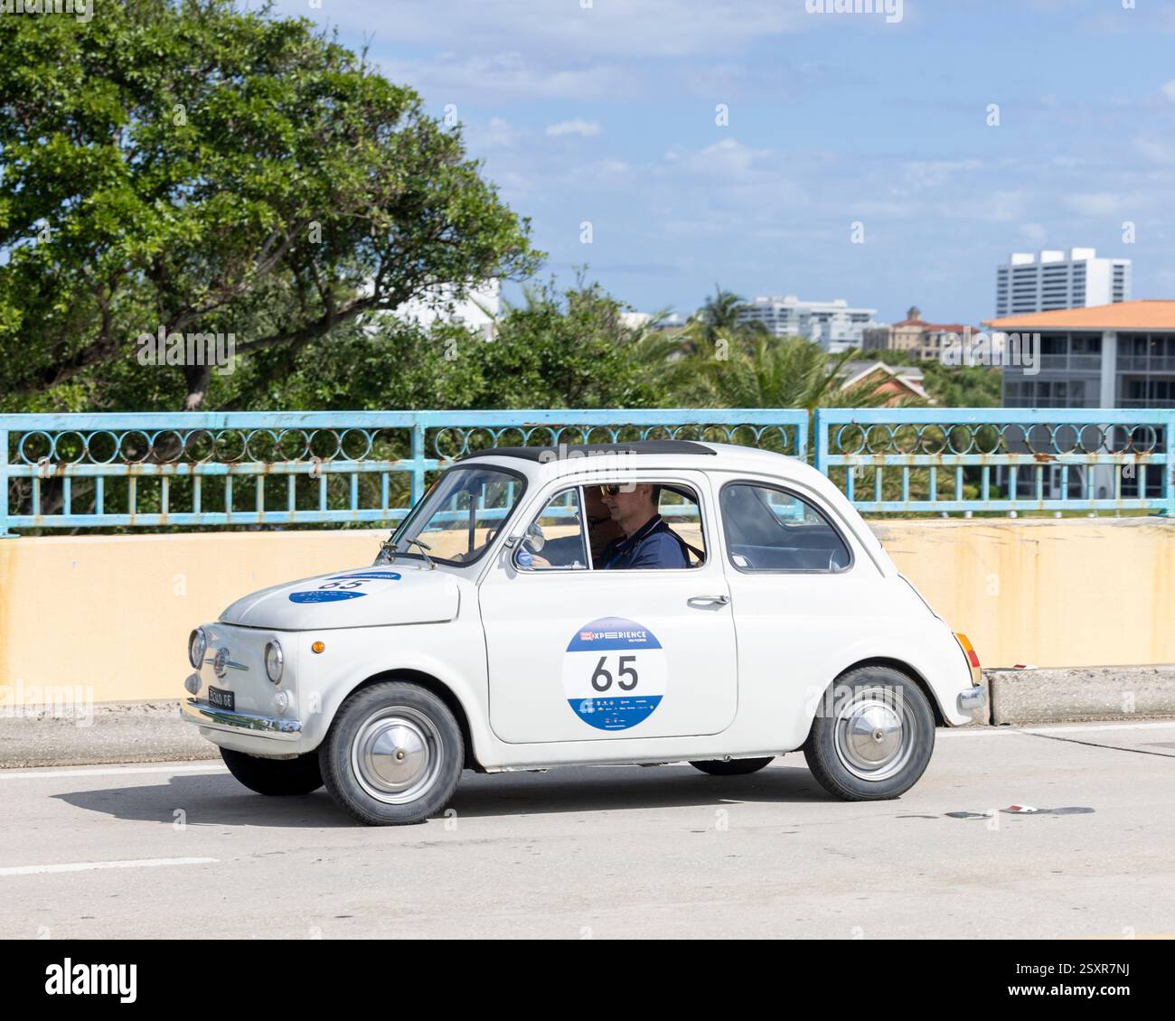 A Fiat 500 takes part in the 1000 Miglia Experience USA, Florida car ...