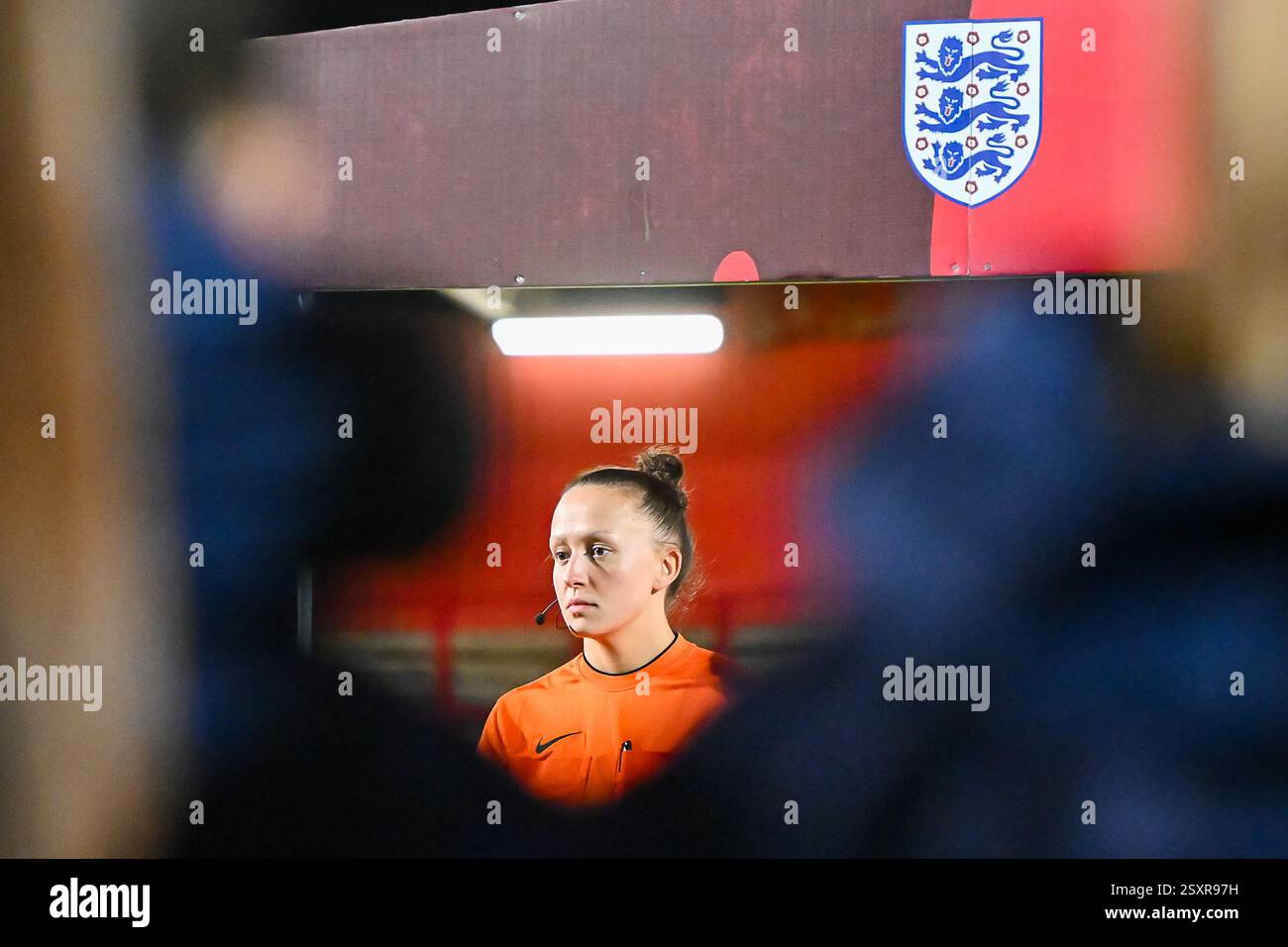 Referee Megan Wilson (Match referee) during national anthems during the ...