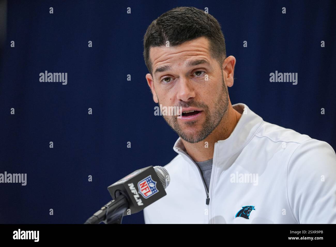 Carolina Panthers head coach Dave Canales speaks during a press ...