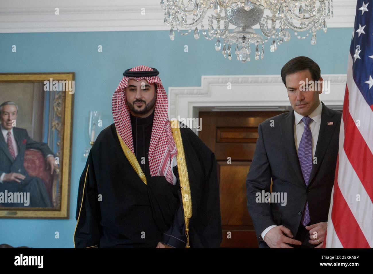 Secretary of State Marco Rubio right, meets with Saudi Arabia's Defense ...