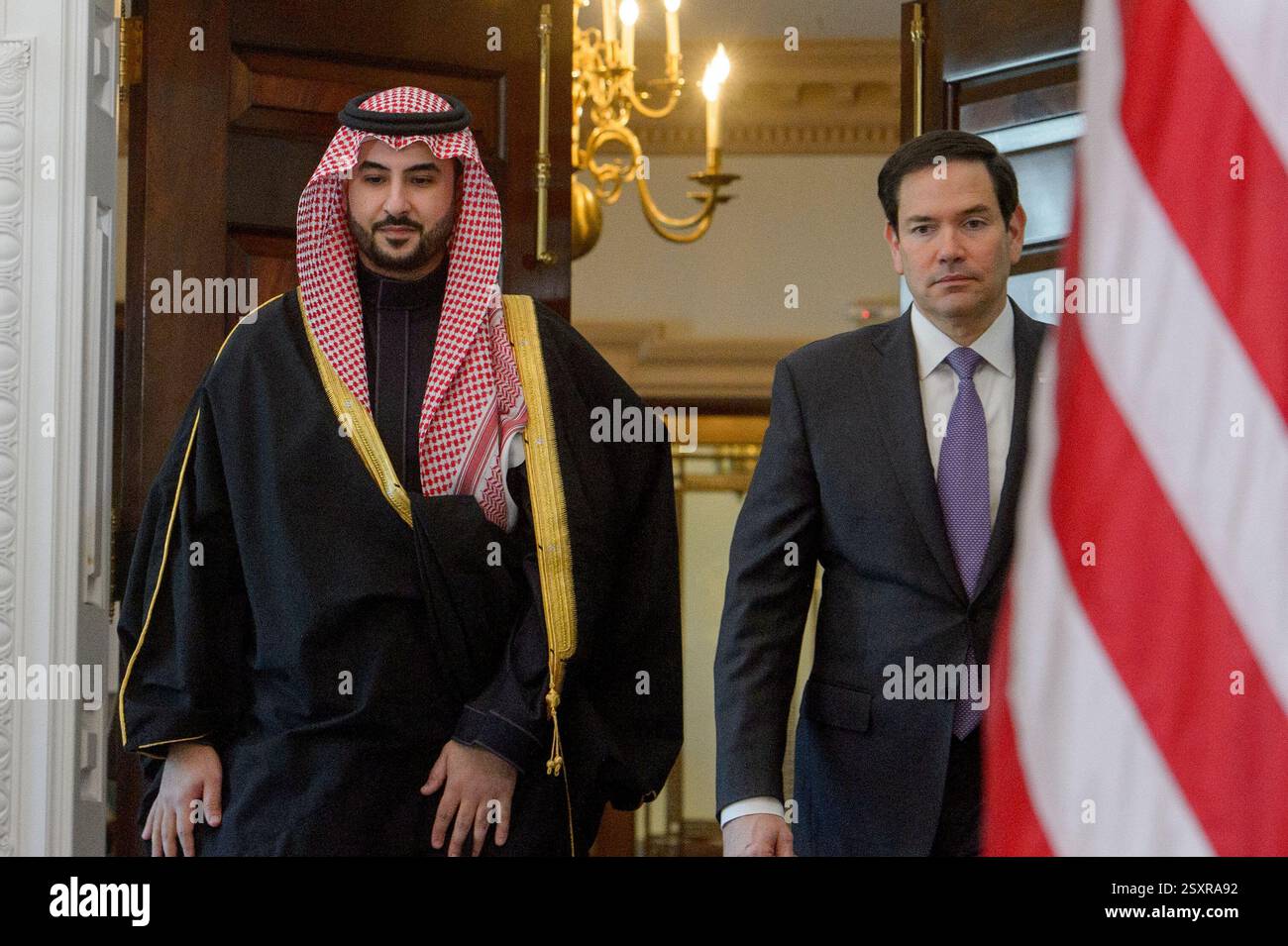 Secretary of State Marco Rubio right, arrives with Saudi Arabia's ...