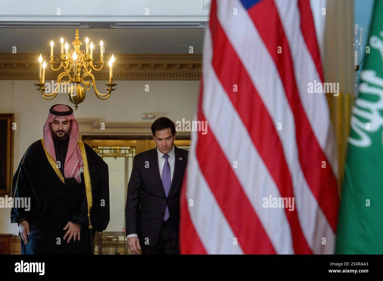 Secretary of State Marco Rubio right, arrivess with Saudi Arabia's ...