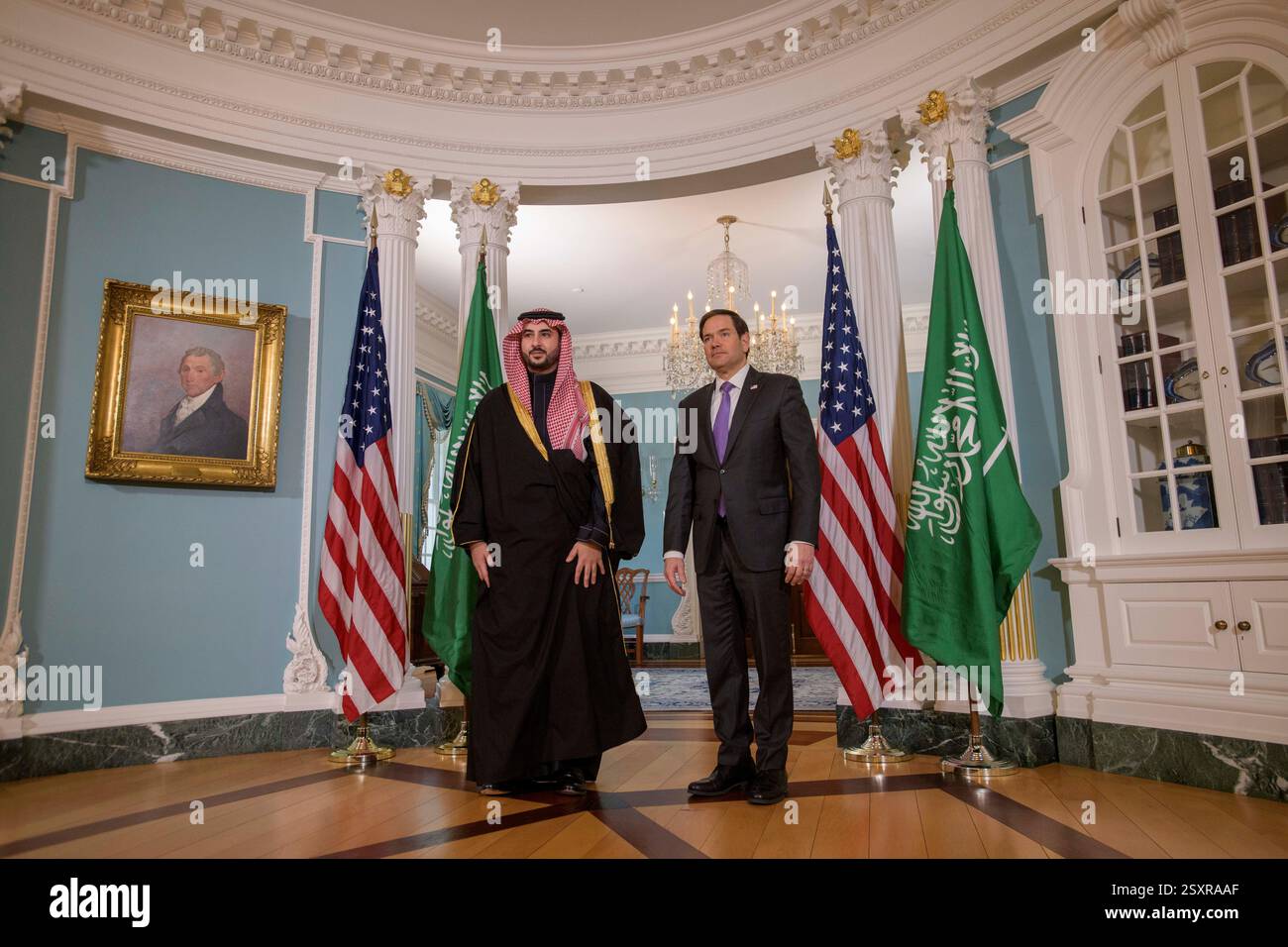 Secretary of State Marco Rubio right, meets with Saudi Arabia's Defense ...