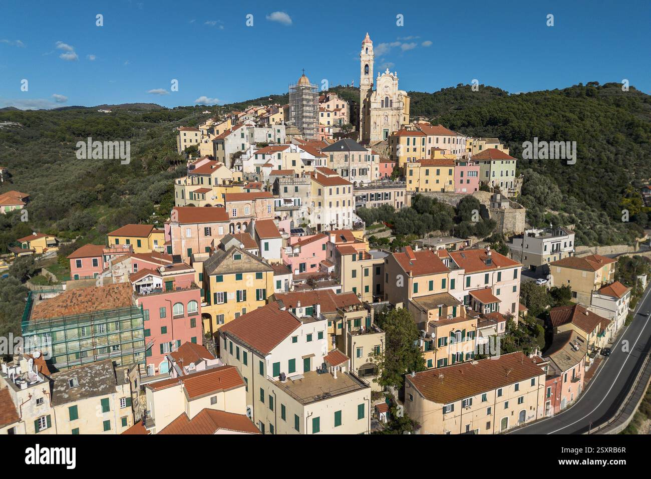 Aerial view of Cervo, one most beautiful villages of Italy, located in ...