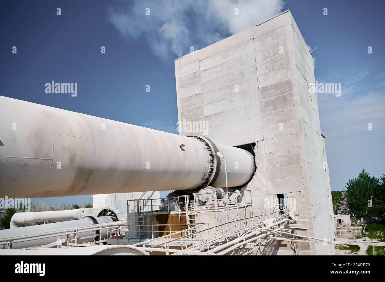 Building of loading device of roasting rotary furnace Stock Photo - Alamy